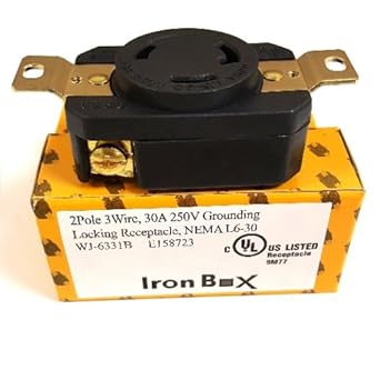 Iron Box Locking L6-30R Receptacle, 30A/125V, 2P 3W, IBX-L630R: Amazon ...