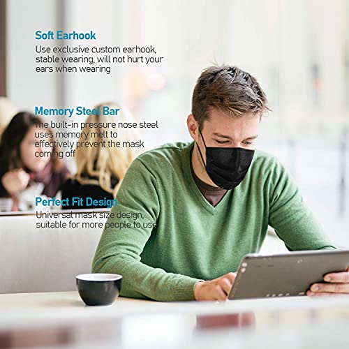 Individually Wrapped 50pcs Black Disposable Face Masks Adult ...