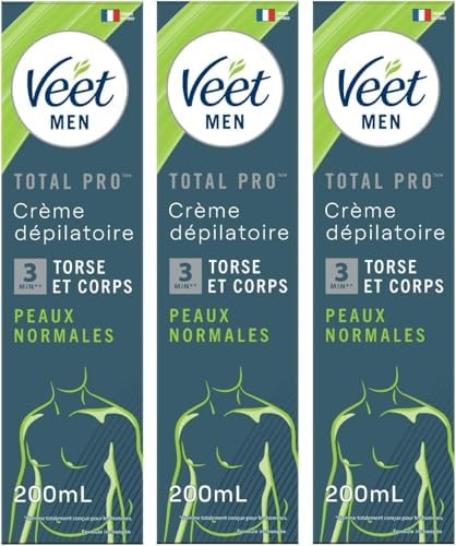 Veet Men - Hair Removal Cream for Men - Normal Skin - 200ml - Pack of 3 ...