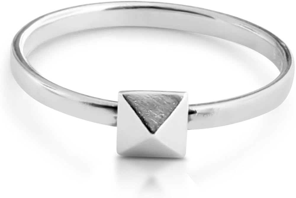 Amazon.com: Azaggi 925 Sterling Silver Stackable Pyramid Ring or Gold ...