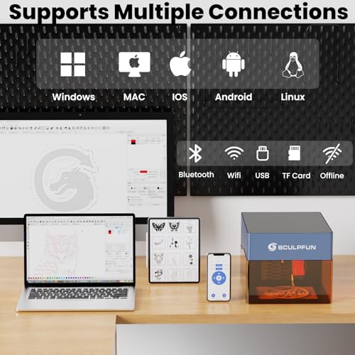 SCULPFUN ICube Pro Mini Laser Engraver, 5W Output Fast Laser Cutter And ...