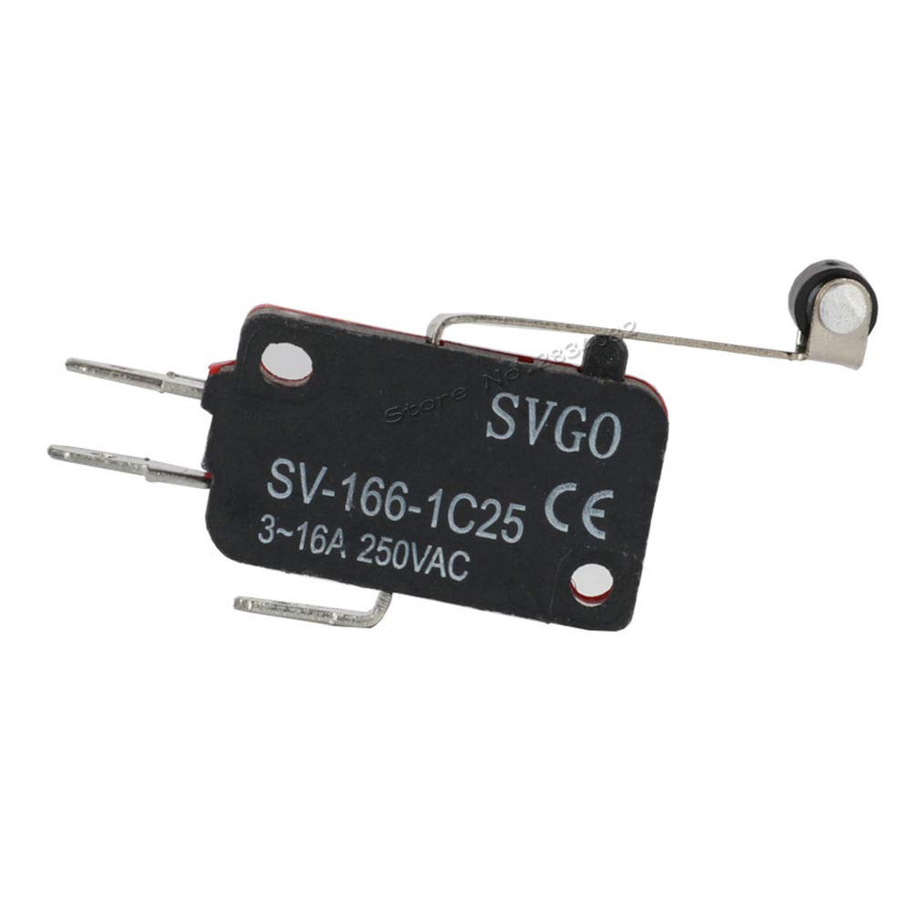 10PCS 3-16A 250VAC Long Lever arm Mini Roller Micro Switch NONC 3 pin ...