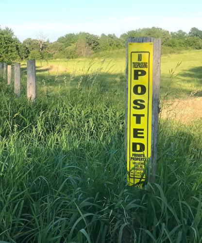 WristCo Posted Sign Yellow Private Property for outdoors - 4" x 20" 100 ...