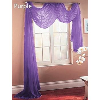 Amazon.com: Plum (Purple)55"x216" Sheer Window Scarf: Home & Kitchen