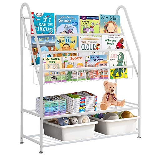 Olebes Kids Book Rack, 5 Children Sling Bookshelf, Bookcase Rack for ...