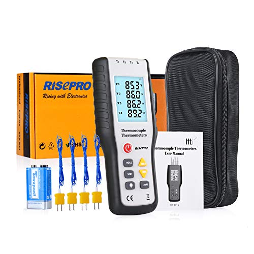 Thermocouple Thermometer RISEPRO 4 Channel K Type Digital Thermometer 