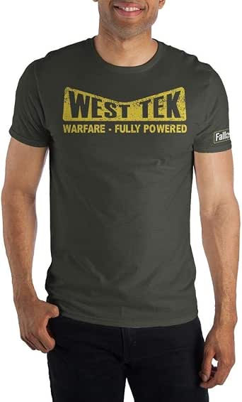 Amazon.com: Fallout 76 West Tek Logo Mens Army Green Video Game T-Shirt ...
