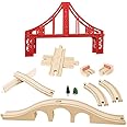 Amazon.com: Wooden Train Bridges, Crossing Track Bridge, Wooden Train ...