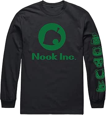 Animal Crossing Long Sleeve Nook Inc. Logo Tee with Sleeve Hit : Amazon ...