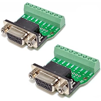 Amazon.com: Sysly DB9 Male and DB9 Female D-SUB Adapter Plate Connector RS232 Serial to Terminal ...