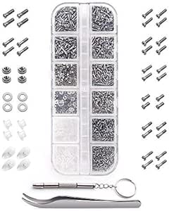Amazon.com: Eyeglasses Repair Kit, 1100Pcs Tiny Screws and 5 Pairs Nose ...