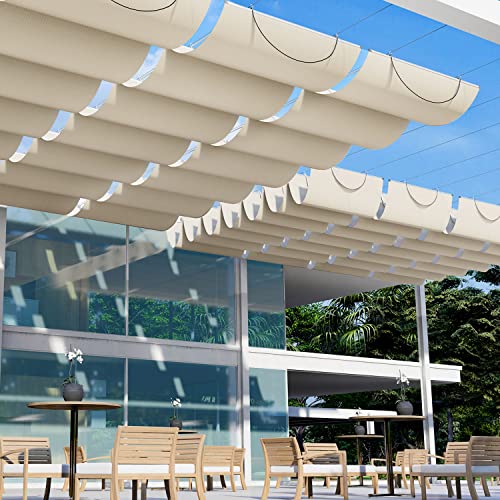 E&K Sunrise 4'Wx16'L Pergola Shade Cover Retractable Canopy Awning ...