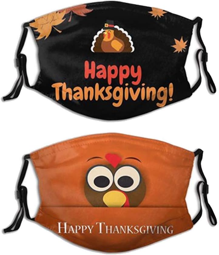 Amazon.com : SESLEBE 2 Pcs Happy Thanksgiving Face Mask Fashion ...