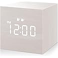 Amazon.com: Digital Alarm Clock, with Wooden Electronic LED Time ...