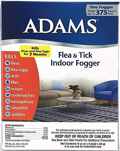 Adams Flea & Tick Indoor Fogger | 2 x 3 oz Cans | Kills Fleas, Flea ...