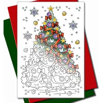 Amazon.com : Christmas, Coloring, Greeting Cards, Holiday Greetings ...