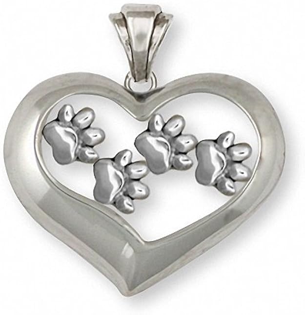 Amazon.com: Dog Paw Jewelry Sterling Silver Dog Paw Pendant Handmade ...