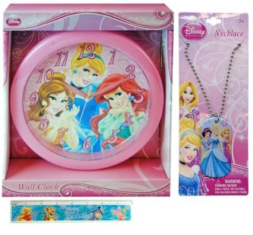 Buy 3 Item Gift Set Disney Princess Wall Clock (10"), Disney Princess ...