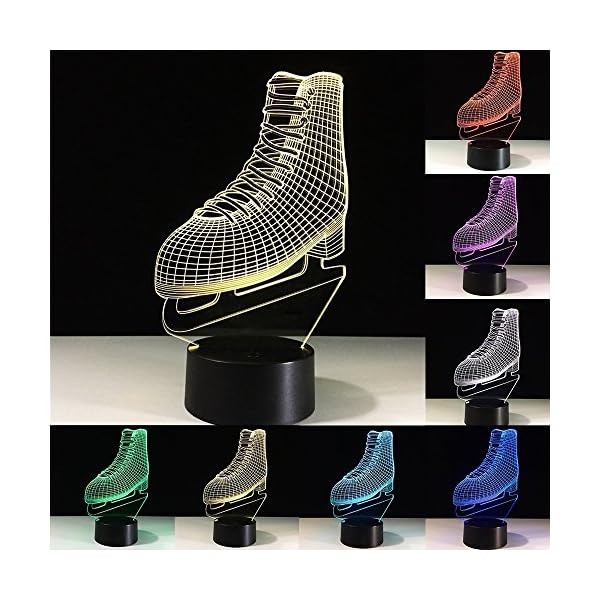 Ice Skating 3D Night Light Ice Skates 3D Led Optical Illusion 7 Colors ...