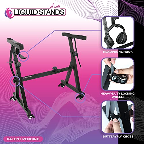 Liquid Stands Keyboard Stand w/ Wheels - Z Style Adjustable & Portable ...