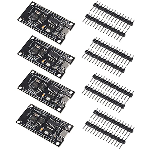 AITRIP 4PCS NodeMCU V3 Lua WiFi Module Integration of ESP8266 + Extra Memory 32M Flash, with PCB ...