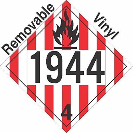 GC Labels-P308c1944, Flammable Solid Class 4.1 UN1944 Removable Vinyl ...