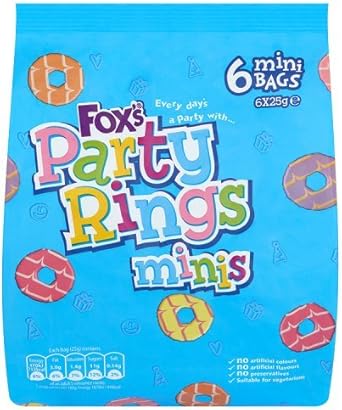Fox's Party Rings Mini Original Party Rings Biscuit, 150g (Pack of 6 ...