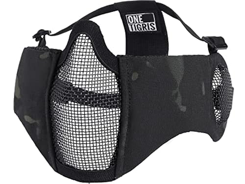 OneTigris 6" Foldable Half Face Airsoft Mesh Mask with Ear Protection ...