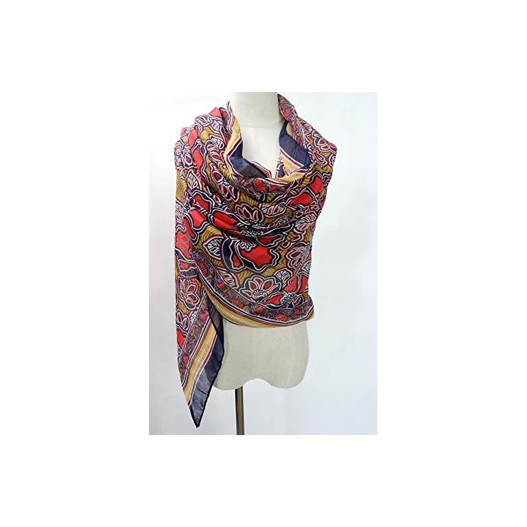 Women Shawl Wrap Spring Fall Lightweight Scarfs Fashion Flowers Print ...