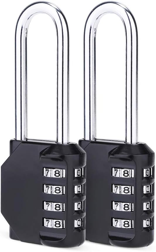 2 Pack 2.5 Inch Long Shackle Password Lock,4 Digit Combination Padlock ...