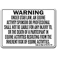 Amazon.com: Utah Equine Sign Activity Liability Warning Statute Horse ...