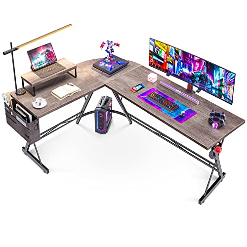 L Shaped Gaming Desk, 66" Home Office Desk with Round Corner, Computer ...