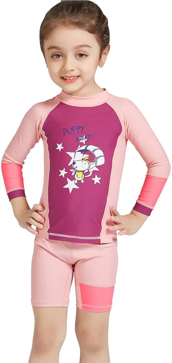 HBRT Zweiteiliges Badeanzug-Set für kleine Mädchen mit Rash Guard ...