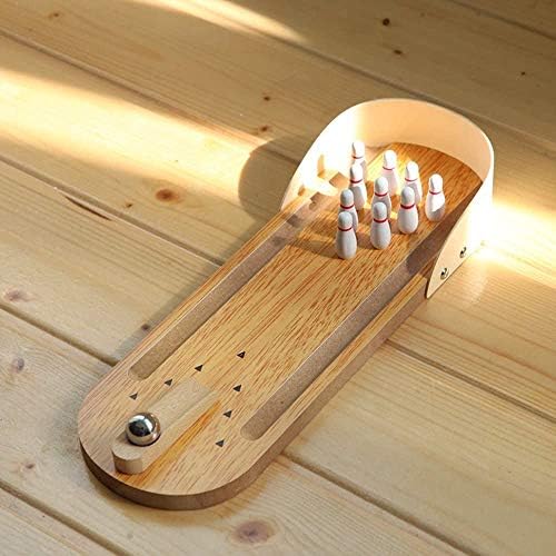 AMERTEER Mini Bowling Game, Wooden Tabletop Bowling Game Indoor Bowling ...
