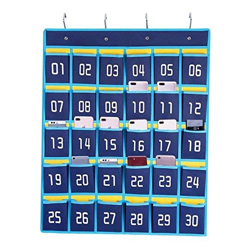 Numbered Classroom Pocket Chart Cell Phones And Calculators Holder Wall ...