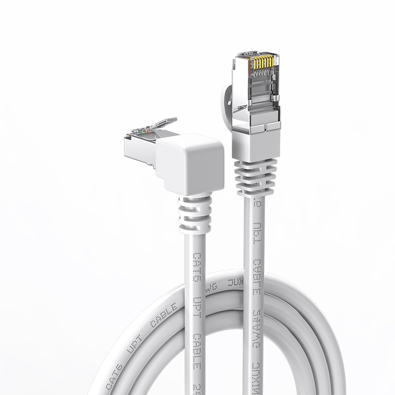 JUXINICE 90 Degree Cat6 Ethernet Cable White 3FT Right Angle CAT 6 ...