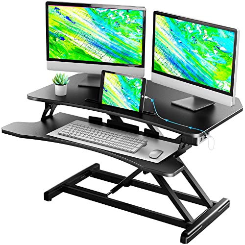 Electric Standing Desk Converter with Wide Storage Keyboard Tray, 32 ...