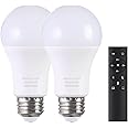 MXhme A19 LED Light Bulbs with Remote Control, 800LM 9W (60W Equivalent) Bulbs,Stepless Dimmable ...