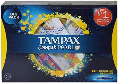 Tampax Compak Pearl Regular Insertion Sleeve Tampons, Blue, 24 Count ...