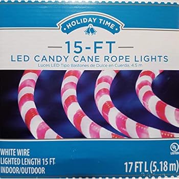 Amazon.com: Holiday Time LED Candy Cane Rope Lights 15 Feet: Garden ...
