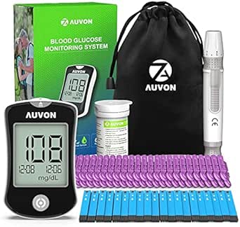 Amazon.com: AUVON Blood Glucose Monitor Kit, High Accuracy Blood Sugar ...