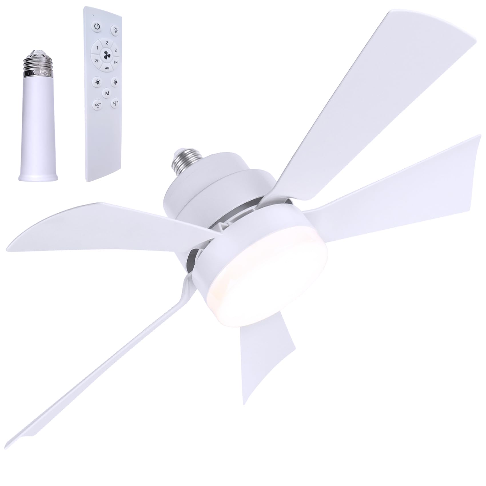 Bstsilver Upgrade Socket Fan Light Combo w/Remote Adjustable Speed 40W ...