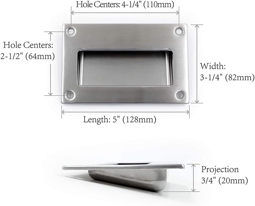 Bestgle 2 Pack Flush Recessed Sliding Rectangle Door Pull Handles ...