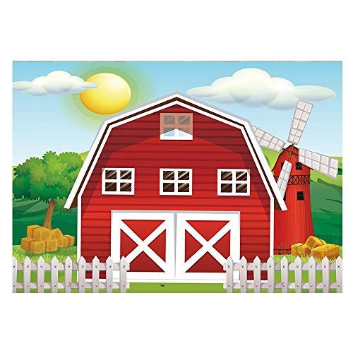 Funnytree 7X5Ft Cartoon Red Farm Animals Party Backdrop Children ...