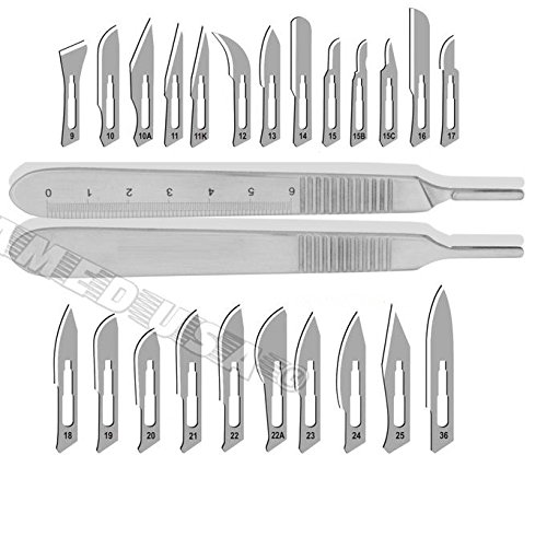 120 Pcs STERILE SURGICAL BLADE #10 #11 #15 #15C +2 SCALPEL HANDLE #3 W ...