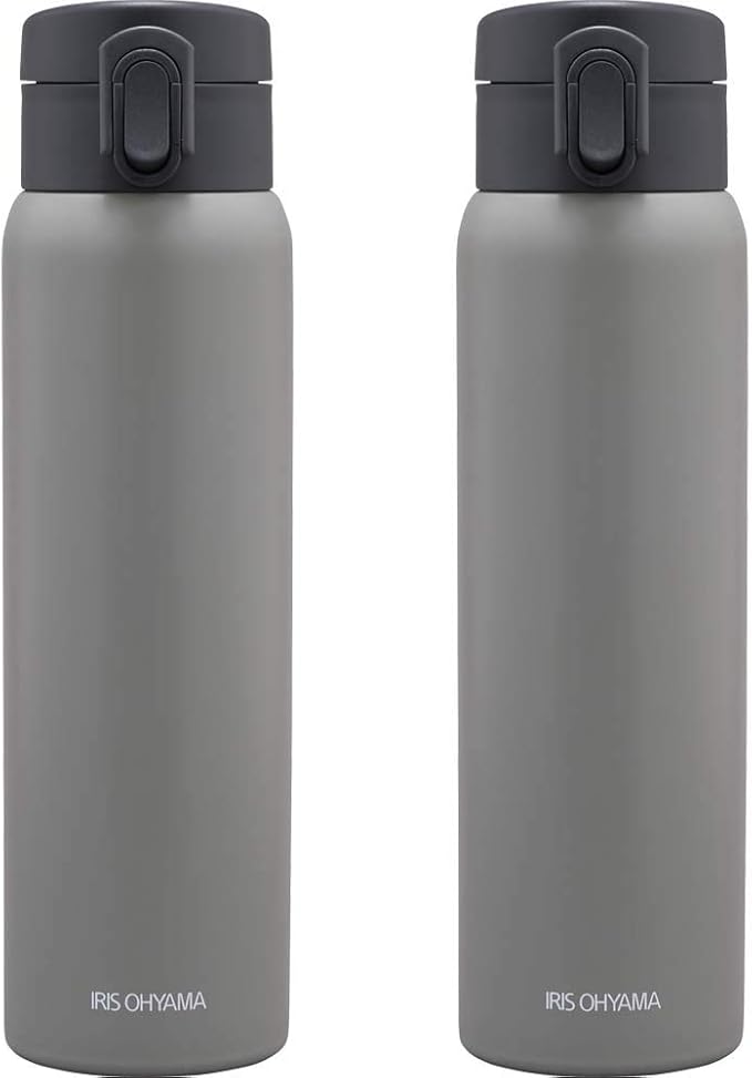 Amazon.co.jp : アイリスオーヤマ 水筒 2本セット 600ml ワンタッチ 真空断熱 マグボトル アッシュグレー SB-O600 : ホーム＆キッチン