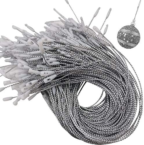 200Pack Silver Christmas Ornament Hanger Snap Locking String, Precut ...