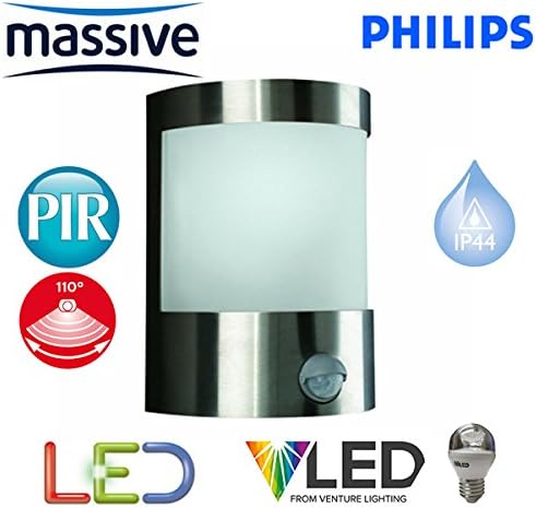 PHILIPS MASSIVE LIGHTING VILNIUS LED 5.9 WATT WALL LIGHT C/W PIR ...