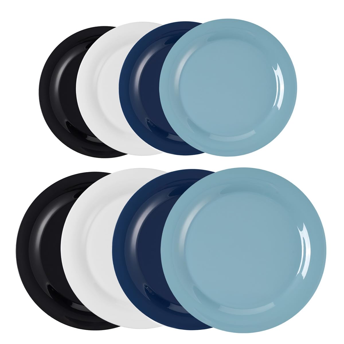 Seeshine Unbreakable 8-Piece Multi-Color Plastic Plates Set - 10.2 ...