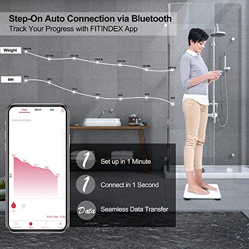 FITINDEX Smart Digital Body Weight Scale, BMI Bathroom Scale with ...